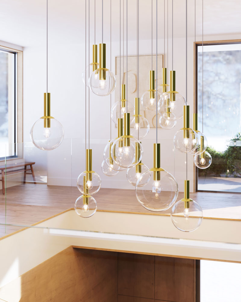 Sonneman 3768.38 Bubbles Contemporary Satin Brass Multi Pendant Light ...