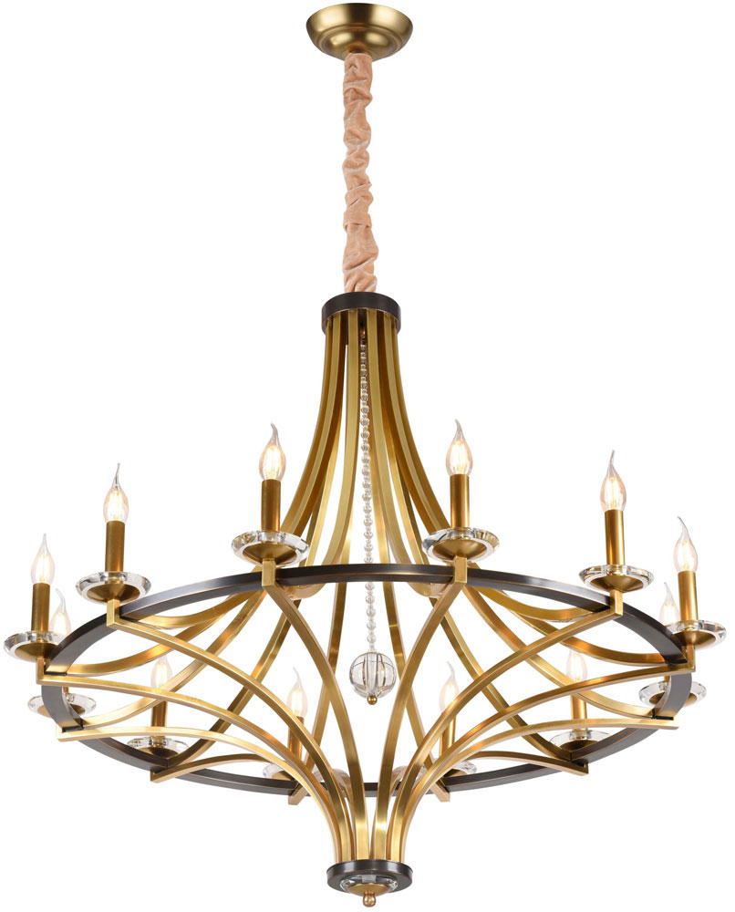 StarFire Crystal 5342BB Berlin Antique Brass and Black Chandelier Lamp ...