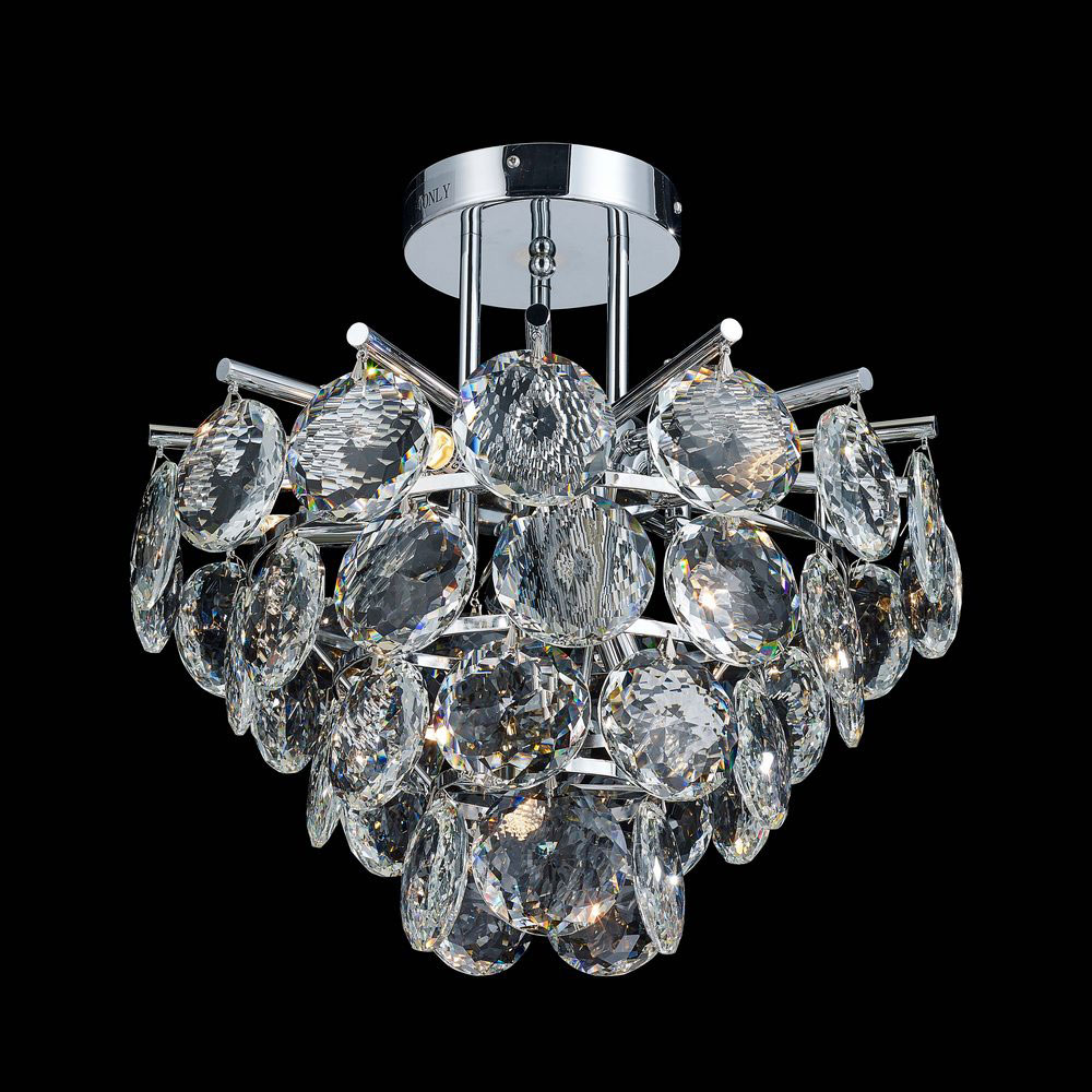 StarFire Crystal 5617CH Palermo Chrome Flush Ceiling Light Fixture ...
