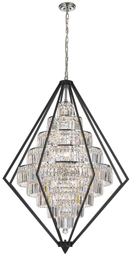 StarFire Crystal 6520BC Geometric Black and Chrome 36" Entryway Light ...