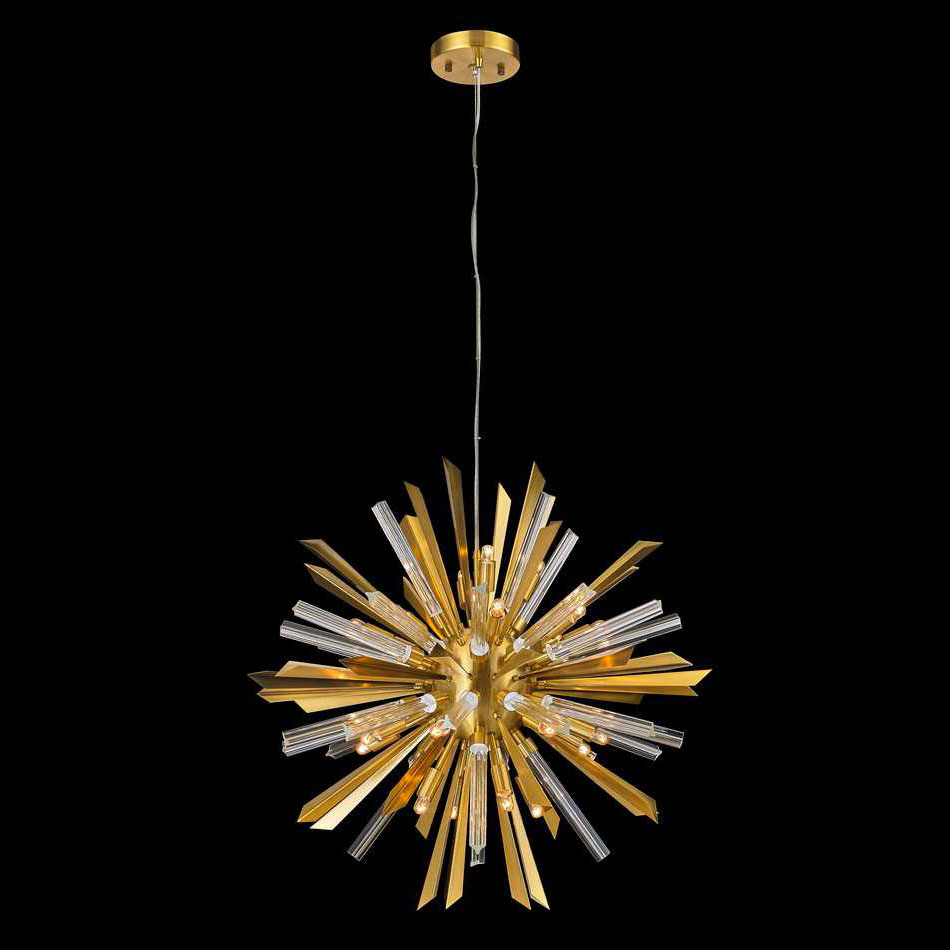 StarFire Crystal 6828AB Sunburst Antique Brass Hanging Lamp - STA-6828AB
