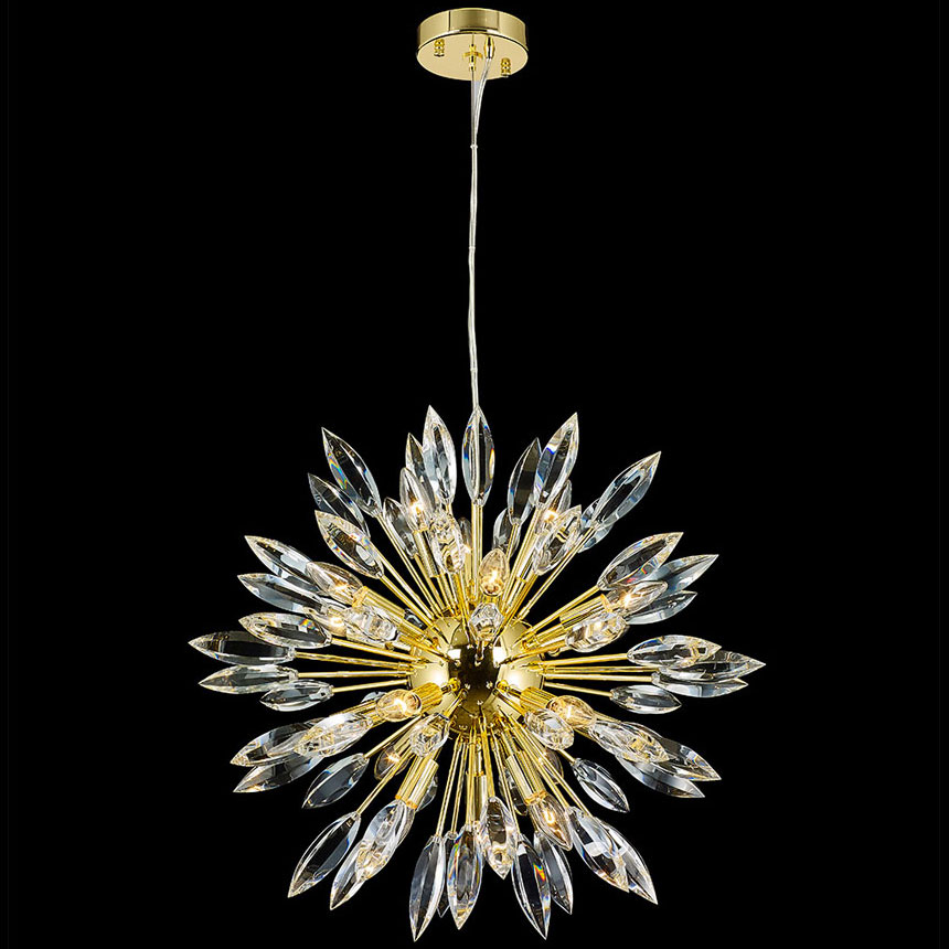 StarFire Crystal 6840GD Sunburst Gold 24" Drop Lighting - STA-6840GD