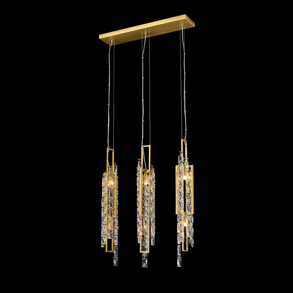 StarFire Crystal 9103AB Simple Antique Brass Multi Drop Lighting ...