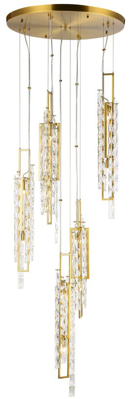 StarFire Crystal 9124AB Simple Antique Brass Multi Drop Ceiling ...