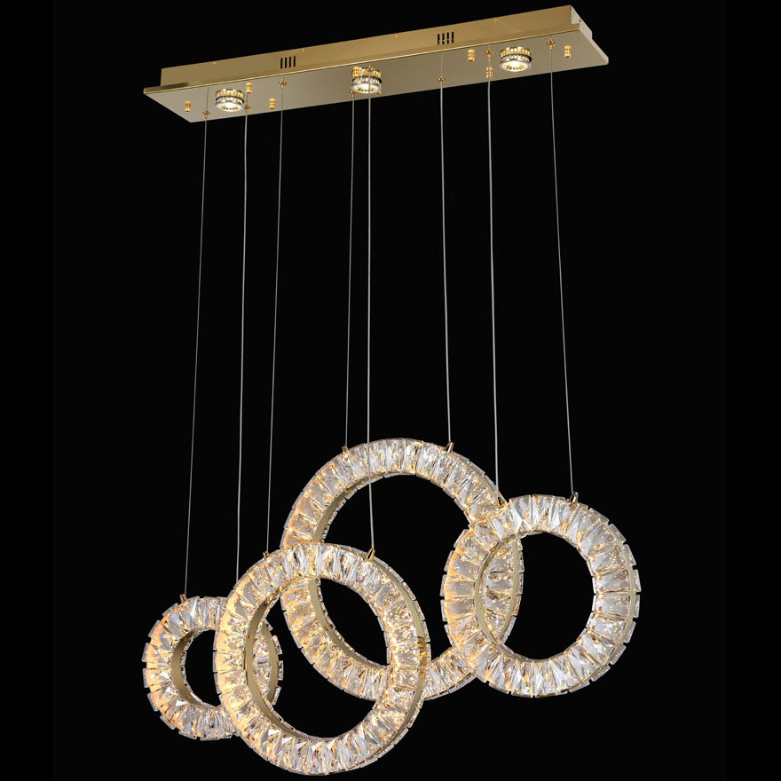 StarFire Crystal LD1508GD Gold LED Multi Ceiling Pendant Light - STA ...