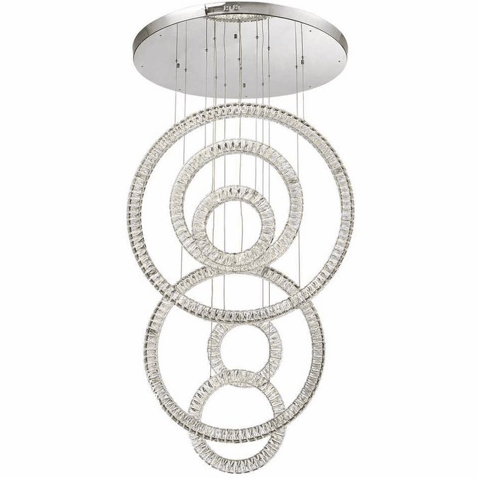 StarFire Crystal LD1534CH Chrome LED Multi Drop Ceiling Light Fixture ...