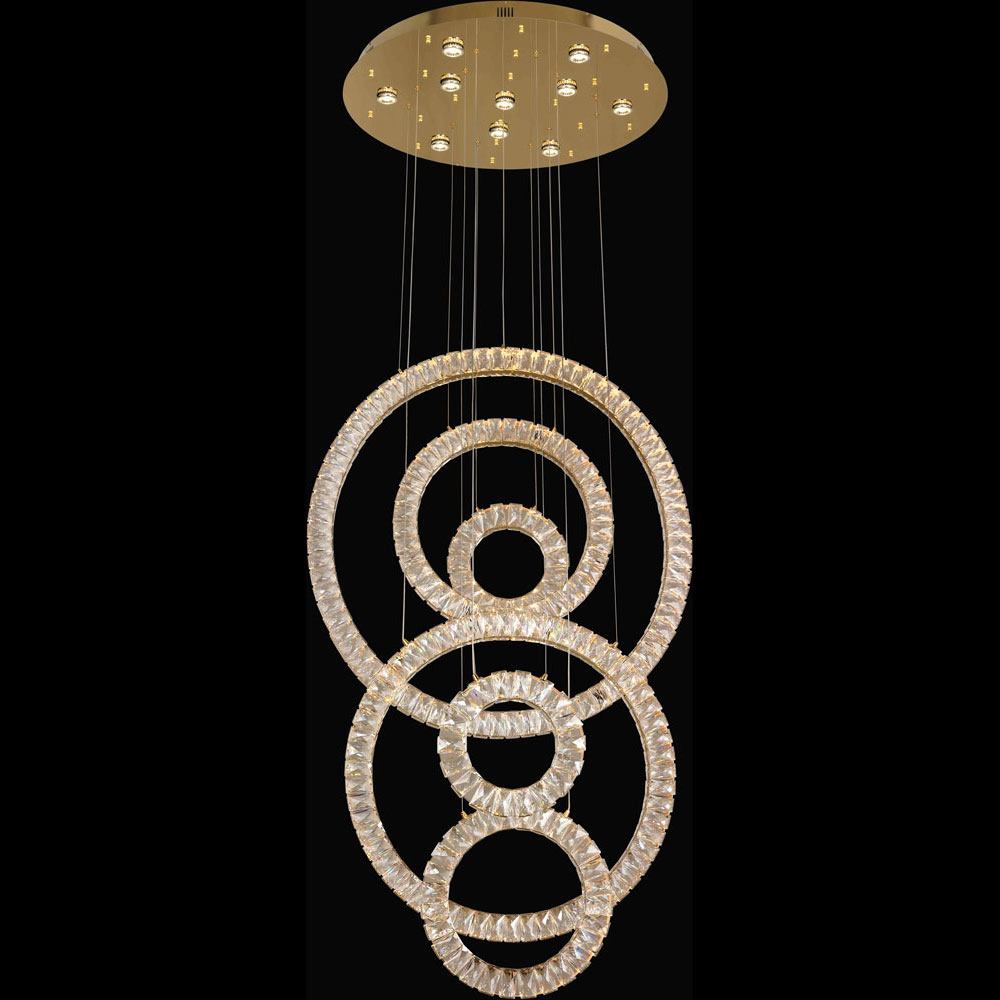 StarFire Crystal LD1534GD Gold LED Multi Pendant Lamp - STA-LD1534GD