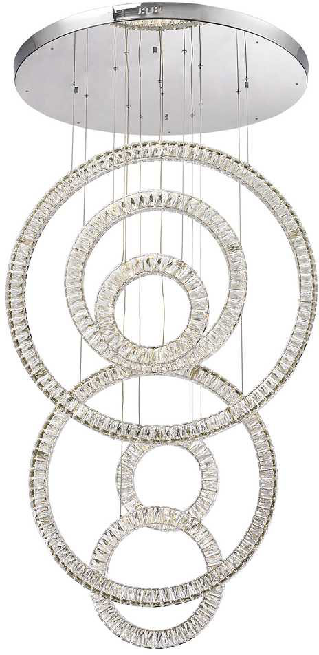 StarFire Crystal LD1535CH Chrome LED Multi Drop Ceiling Light Fixture ...