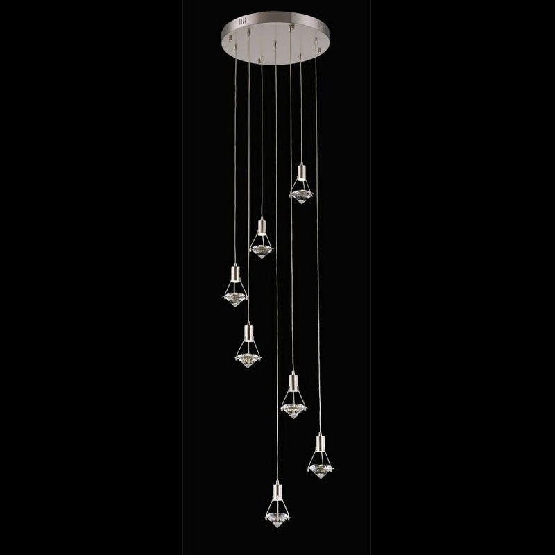 StarFire Crystal LD2104SN Diamond Satin Nickel LED Multi Hanging Lamp ...