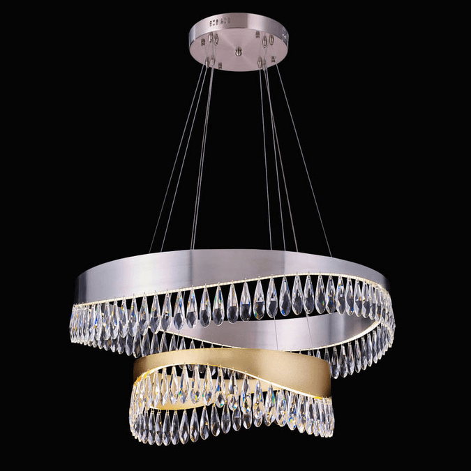 StarFire Crystal LD5023SG Satin Nickel and Satin Gold LED 32" Pendant ...