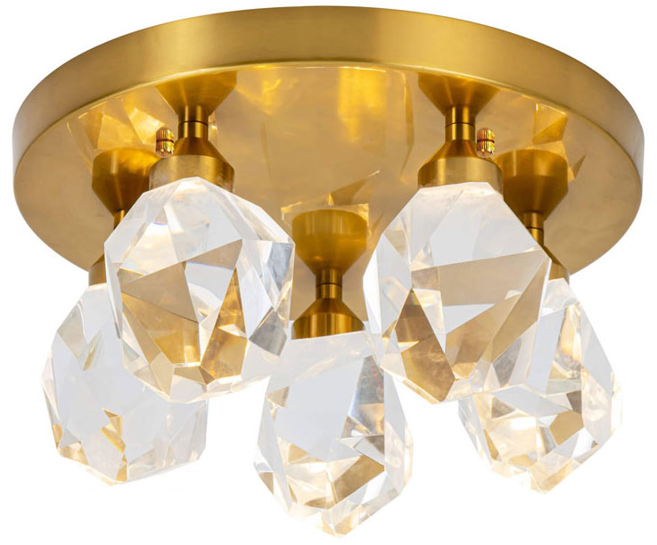 StarFire Crystal LD6102AB Rock Crystal Antique Brass LED Home Ceiling ...