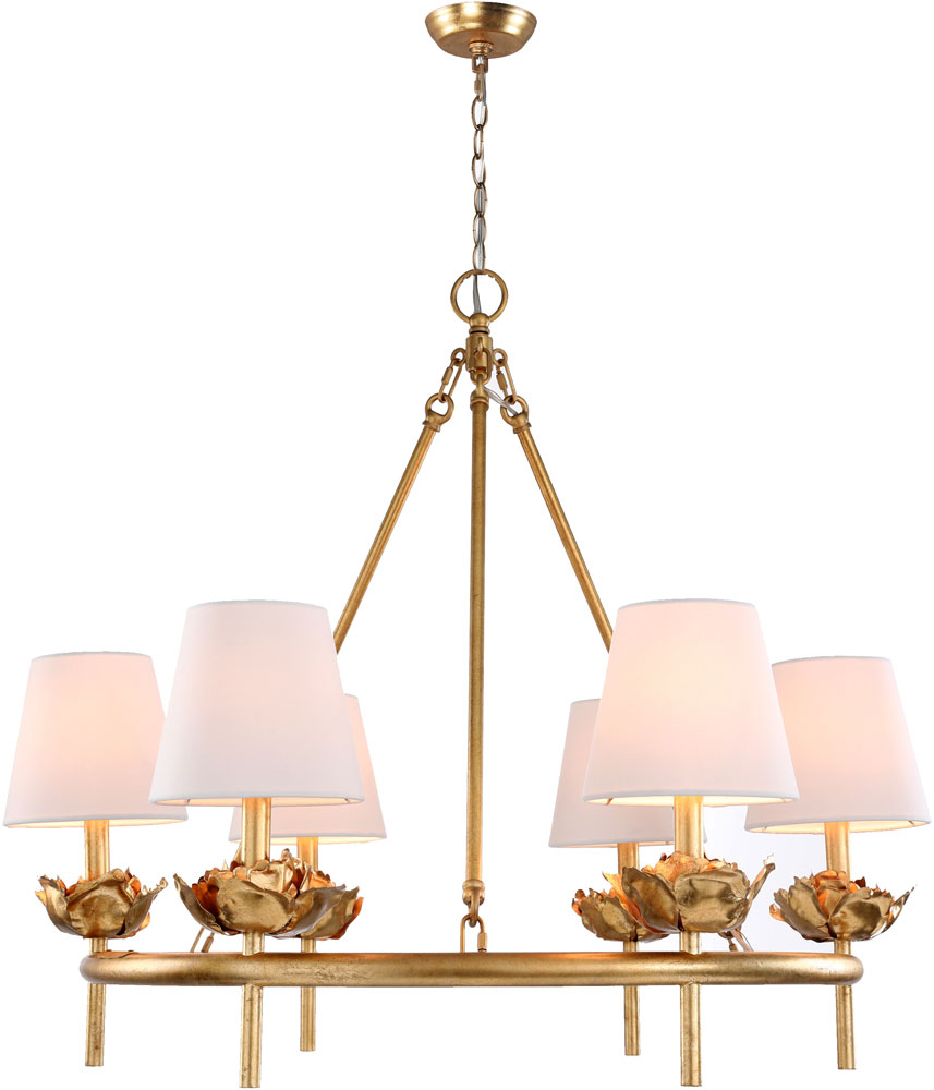 Terracotta H23107R-6G Rosalba Gold Leaf Hanging Chandelier - TER-H23107R-6G