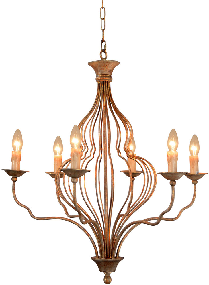 Terracotta H7124-6 Kachina Traditional Rustic Gold Lighting Chandelier ...