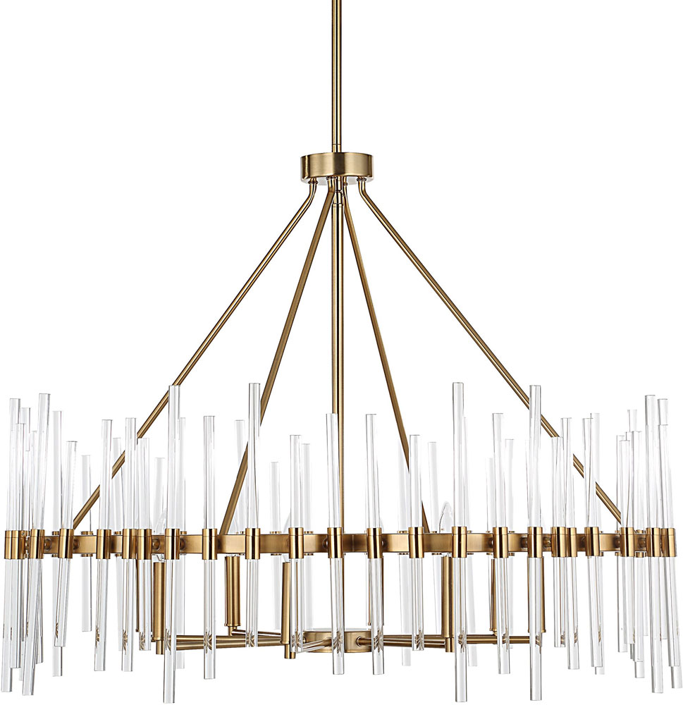 Uttermost 21389 Crystal Contemporary Warm Brass Chandelier Lamp - UTT-21389