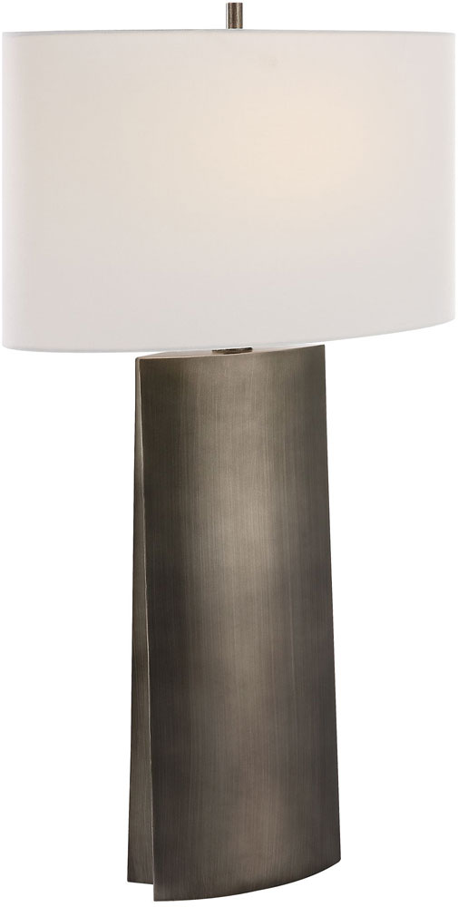 Uttermost 30204 V-Groove Contemporary Dark Steel Gray Side Table Lamp - UTT-30204