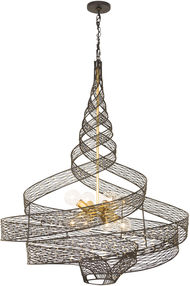 Varaluz 240P08MBFG Flow Modern Matte Black / French Gold 36" Pendant ...
