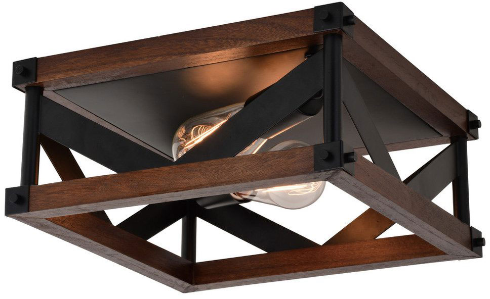 Vaxcel C0260 Wade Matte Black and Sycamore Ceiling Lighting Fixture ...