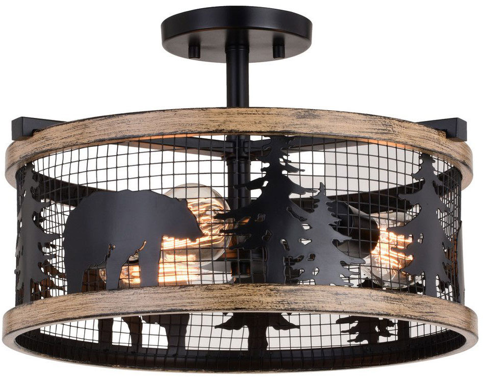 Vaxcel C0263 Kodiak Rustic Black and Burnished Teak Overhead Lighting ...