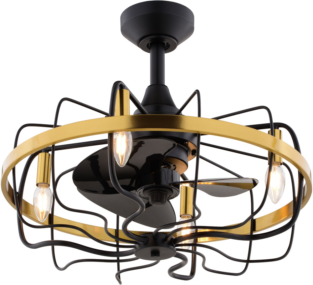 Vaxcel F0127 Kenton Contemporary Black and Satin Brass LED 21" Home ...