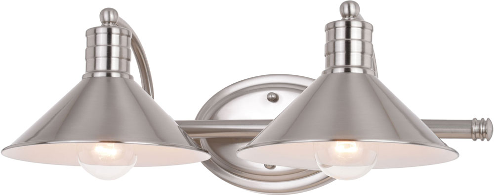 Vaxcel W0376 Akron Contemporary Satin Nickel and Matte White 2-Light ...
