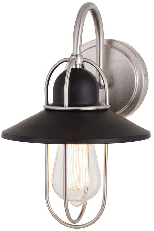 Vaxcel W0401 Galena Contemporary Matte Black and Satin Nickel Wall ...