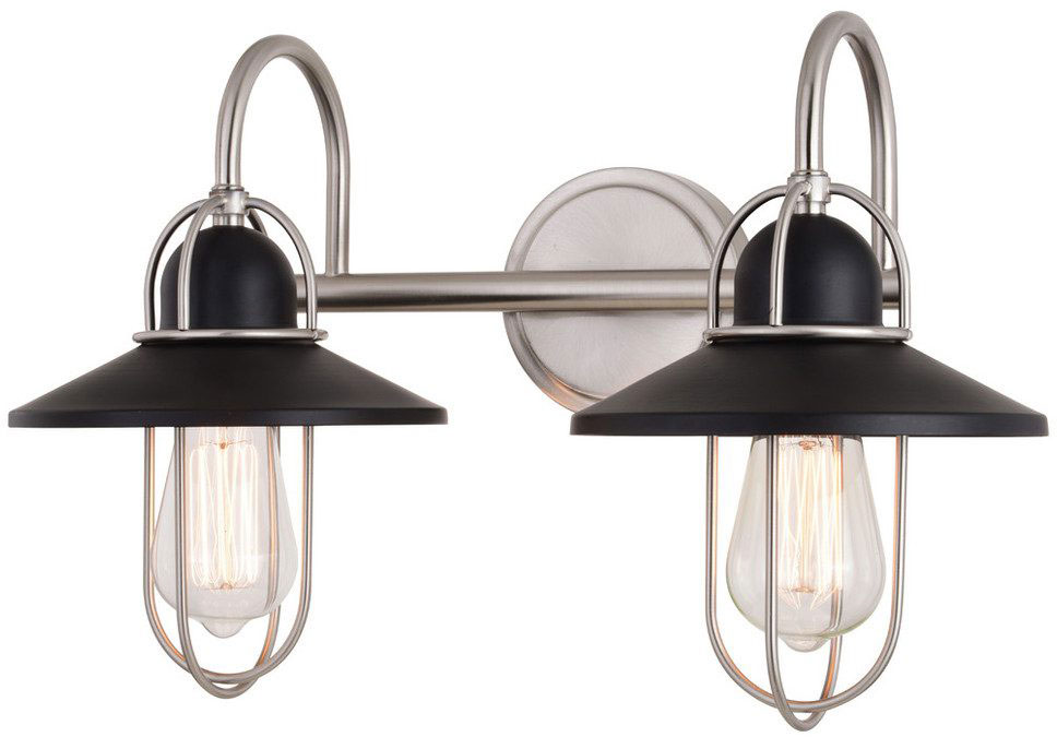 Vaxcel W0402 Galena Contemporary Matte Black and Satin Nickel 2-Light ...