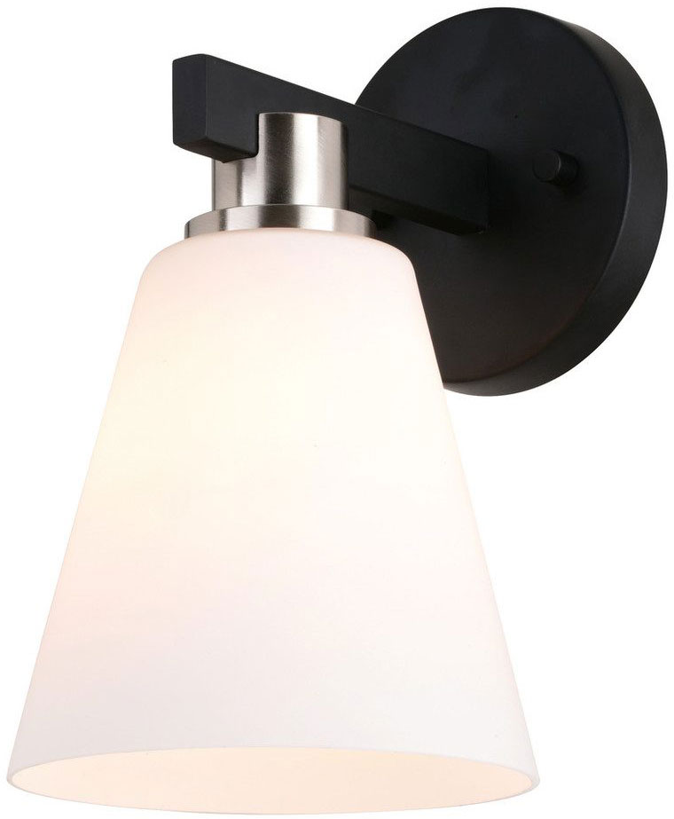 Vaxcel W0404 Vermont Matte Black and Satin Nickel Wall Sconce Light ...