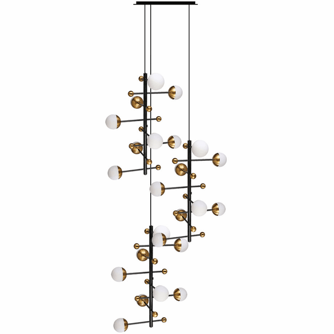 Vinci C1092-3AB/BK Globo Contemporary Aged Brass / Black LED Multi Pendant Light - VIN-C1092-3AB-BK
