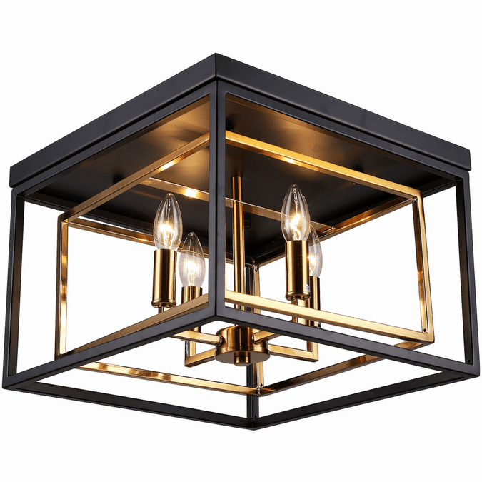 Vinci FM1077-4AB/BK Modern Aged Brass / Black LED Flush Mount Light Fixture - VIN-FM1077-4AB-BK