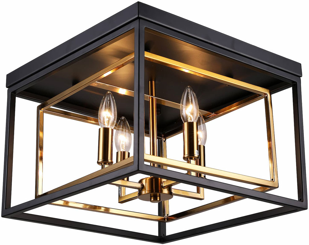 Vinci FM1077-4AB/BK Modern Aged Brass / Black LED Flush Mount Light ...