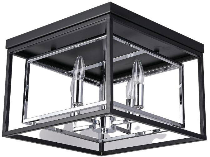 Vinci FM1077-4CH/BK Modern Chrome / Black LED Overhead Light Fixture - VIN-FM1077-4CH-BK