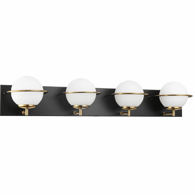 Vinci VL1002-4AB/BK Ricci Contemporary Aged Brass / Black LED 4-Light Bathroom Vanity Light ...