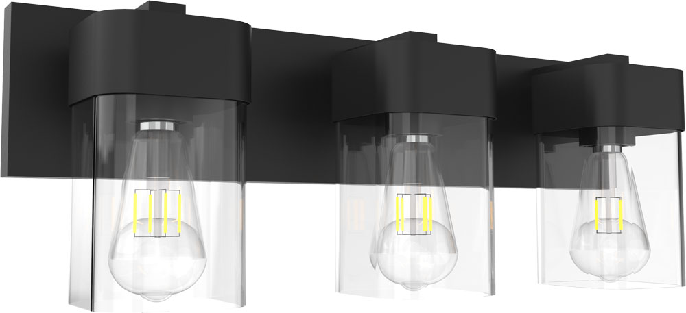 Vinci VL1350-3BK Nora Contemporary Black 22" Bathroom Sconce Lighting - VIN-VL1350-3BK