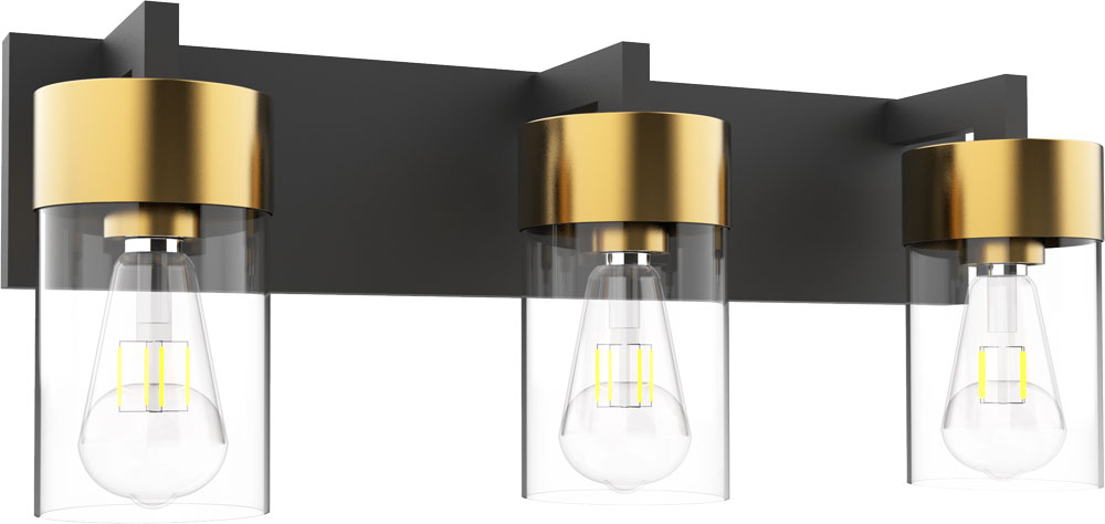 Vinci VL705-3AB/BK Aurora Modern Aged Brass / Black 3-Light Bathroom Sconce - VIN-VL705-3AB-BK
