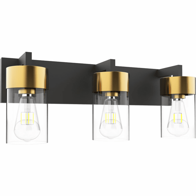 Vinci VL705-3AB/BK Aurora Modern Aged Brass / Black 3-Light Bathroom Sconce - VIN-VL705-3AB-BK