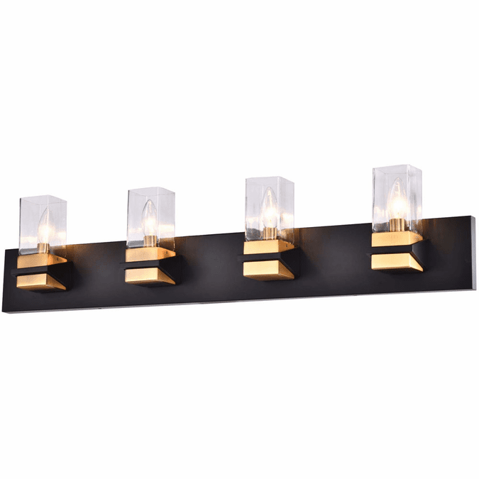 Vinci VL9323-4AB/BK Modern Aged Brass / Black 4-Light Vanity Lighting ...