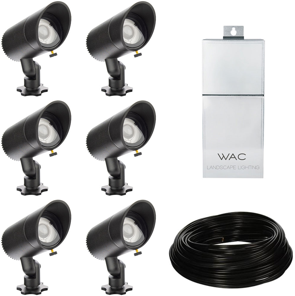 WAC Lighting 5311-BK-6KIT Contemporary Black LED Landscape Spread ...
