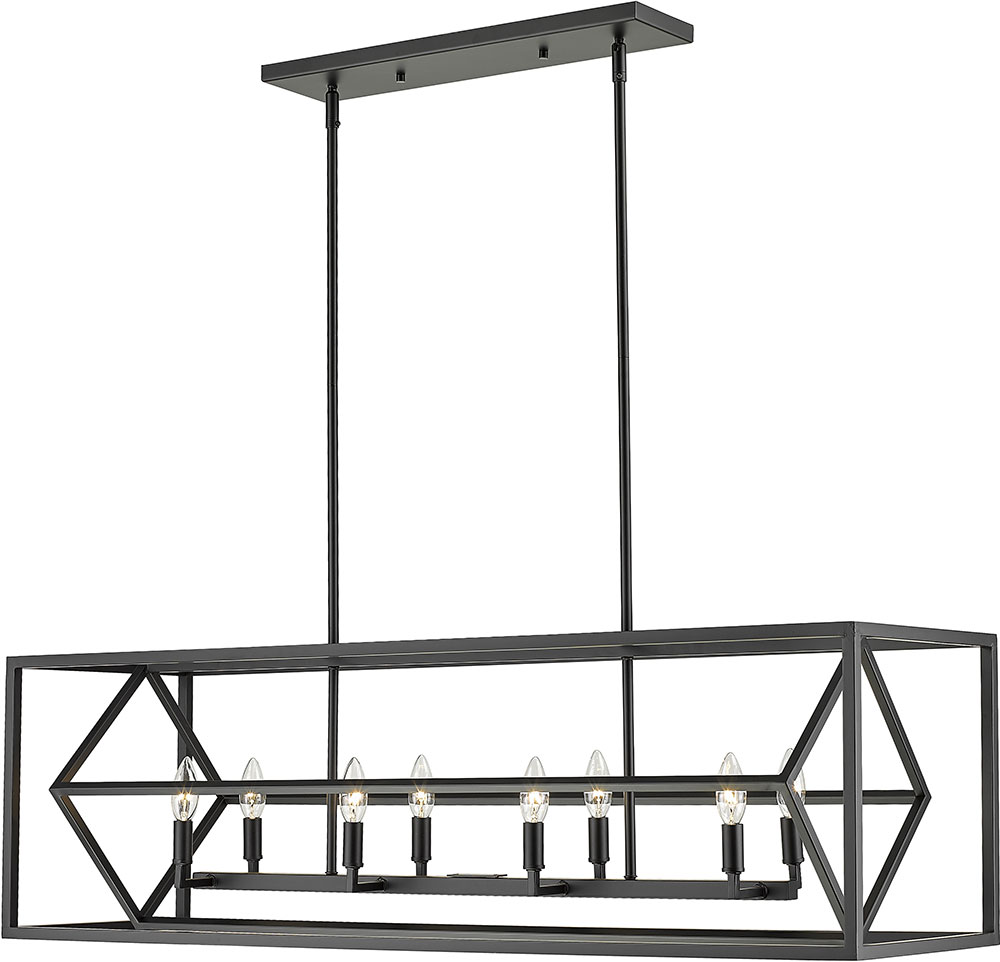 Z-Lite 457-8L-MB Euclid Modern Matte Black Kitchen Island Light Fixture ...