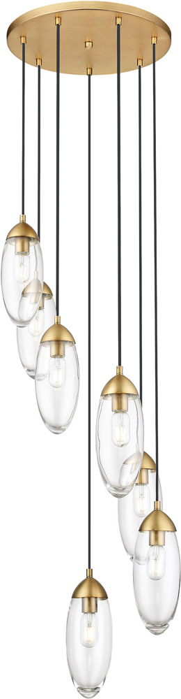 Z-Lite 651P-7R-RB Arden Contemporary Rubbed Brass 18" Multi Drop ...