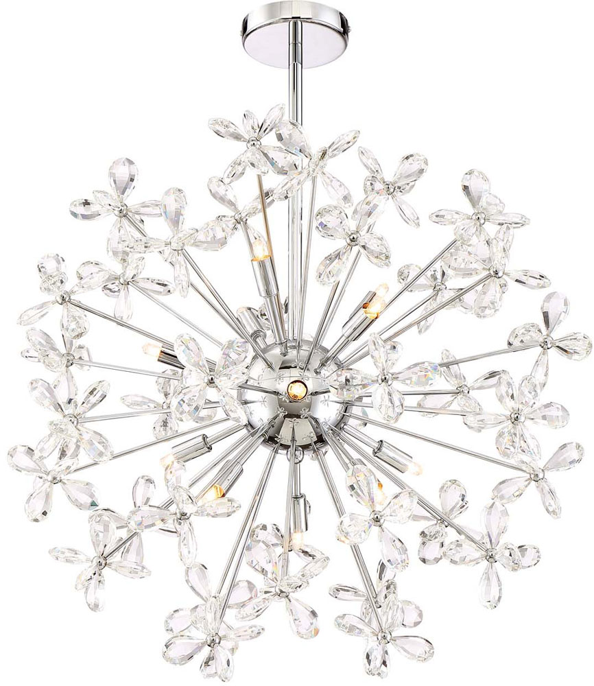 Zeev Lighting CD10206/12/CH Adelle Modern Chrome Pendant Light Fixture ...