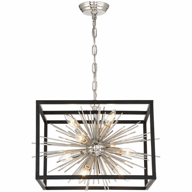 Zeev Lighting CD10222/10/PN+MBK Burst Contemporary Polished Nickel ...