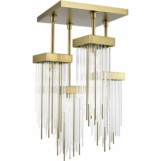 Zeev Lighting SF50012/4/AGB Waterfall Contemporary Aged Brass Overhead ...