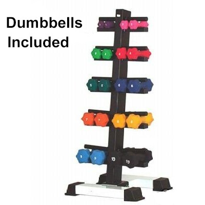 10 Pair Neoprene Dumbbell Set with Rack - 1lb to 10 lbs - 1 lb increments