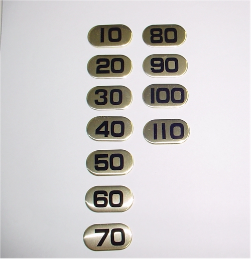 Weight Stack Number Label Set - 10 - 110 Lbs