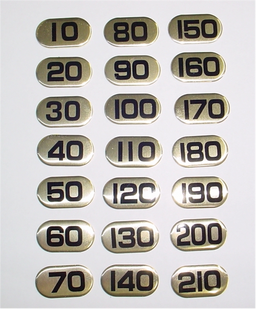 Weight Stack & Dumbbell Number Sticker Set - 10 - 210 Lbs