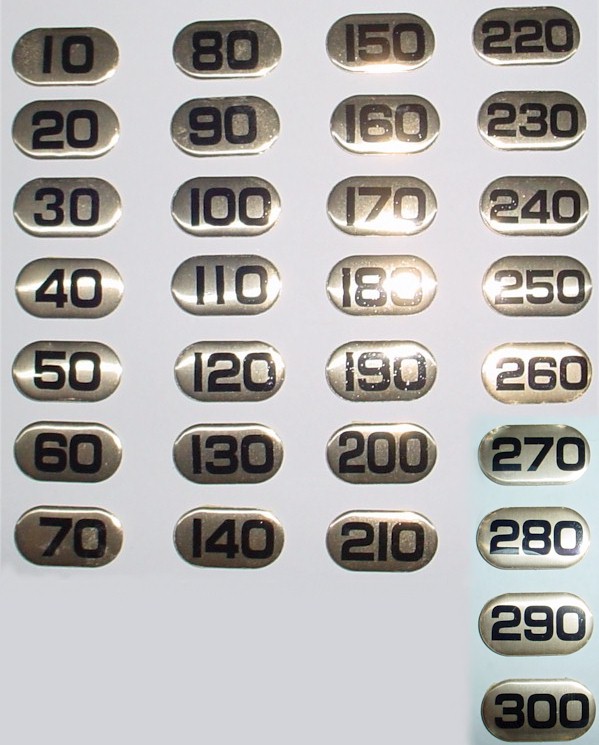 Weight Stack & Dumbbell Number Sticker Set 10 lbs - 300 Lbs (10 lb ...