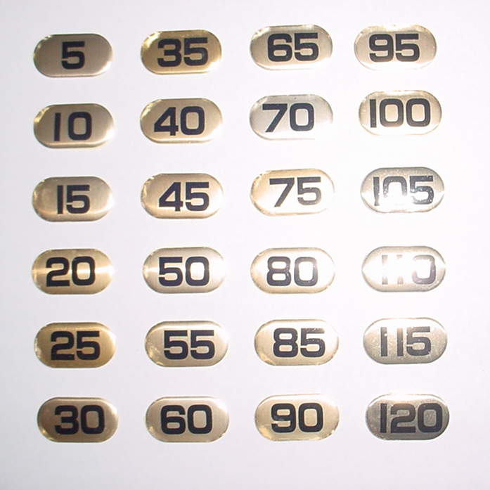 Weight Stack & Dumbbell Number Sticker Set - 5 lbs - 120 lbs (5 lb ...