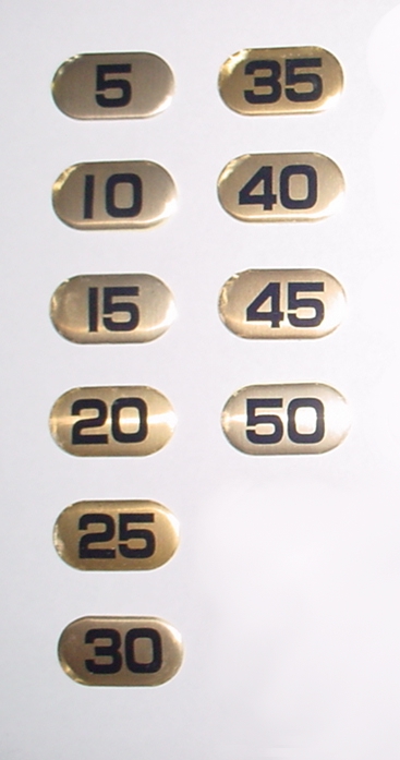 Weight Stack & Dumbbell Number Sticker Set - 5 - 50 Lbs (5 LB Increments)