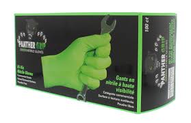 #174GR 'PYTHON GRIP' GREEN HI-VIS NITRILE GLOVES
