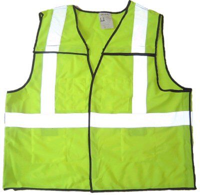 VS2 LIME GREEN SAFETY VEST WITH REFLECTIVE STRIPES